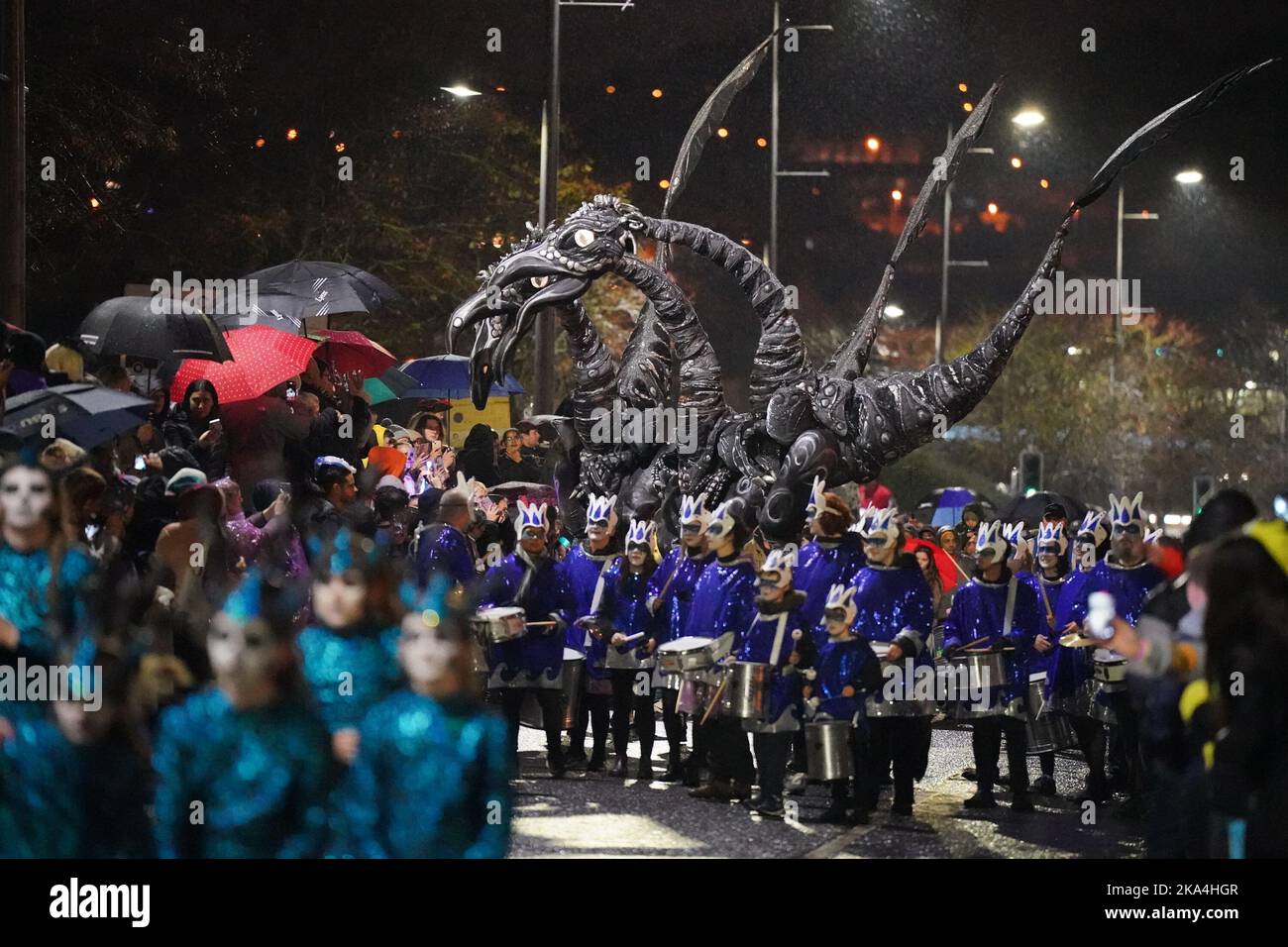 Performers during the Derry Halloween parade in Londonderry. Picture ...