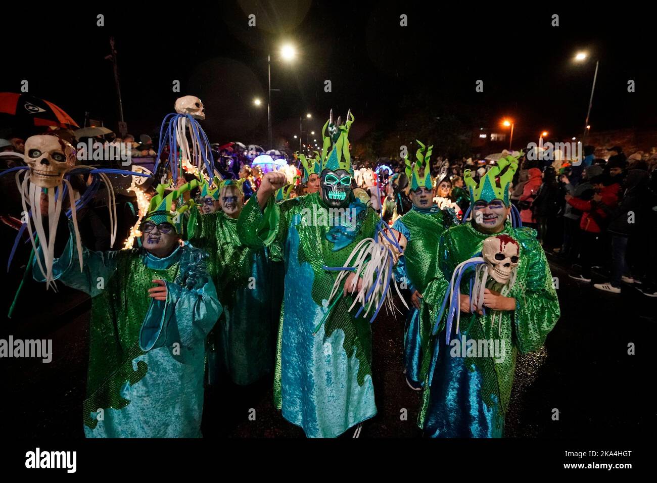 Performers during the Derry Halloween parade in Londonderry. Picture ...