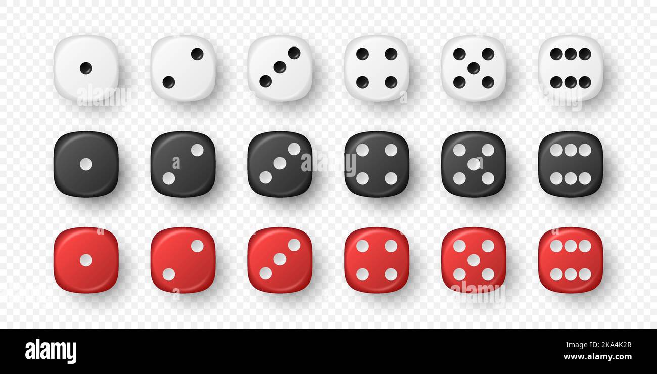 Vector 3d Realistic White, Black, Red Game Dice Icon Set Closeup ...