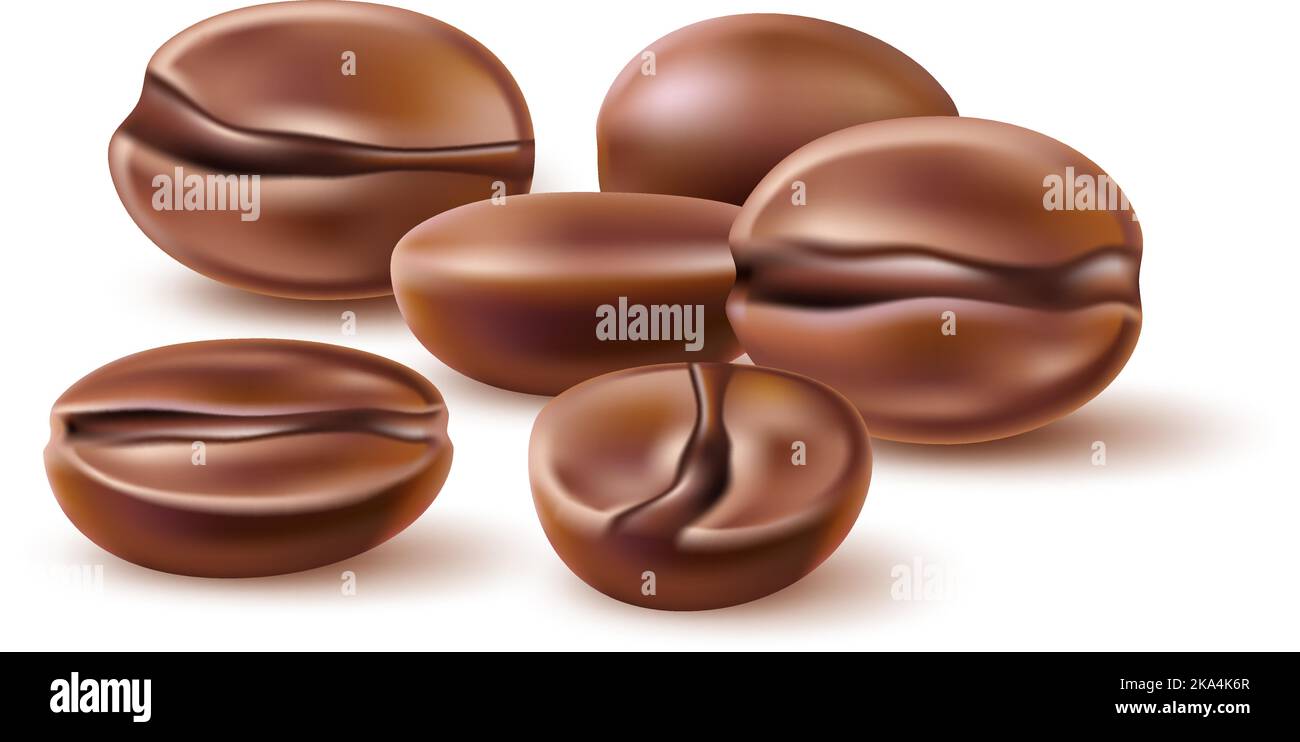 Realistic nuts. 3D natural products. Coffee aromatic beans. Roasted ...