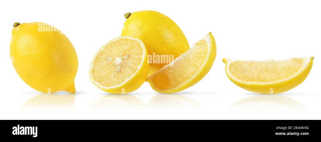 Set of yellow lemons isolated on white background with clipping path ...