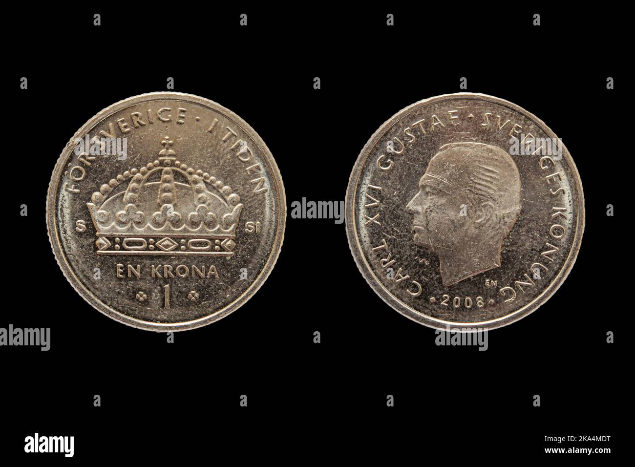 Swedish krona coin obverse and reverse, official currency of Sweden ...