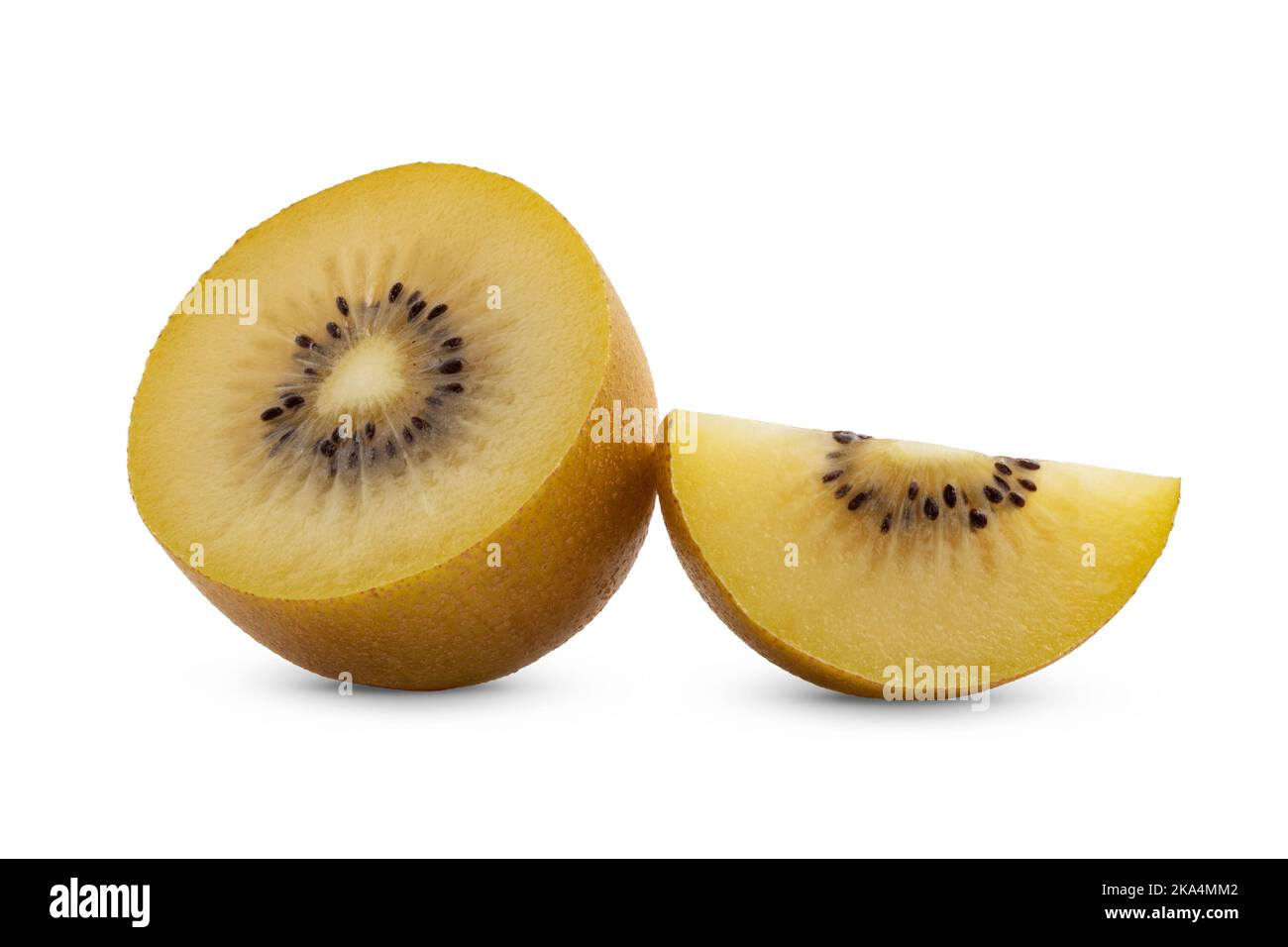 Golden kiwi fruit cut isolated on white background Stock Photo - Alamy