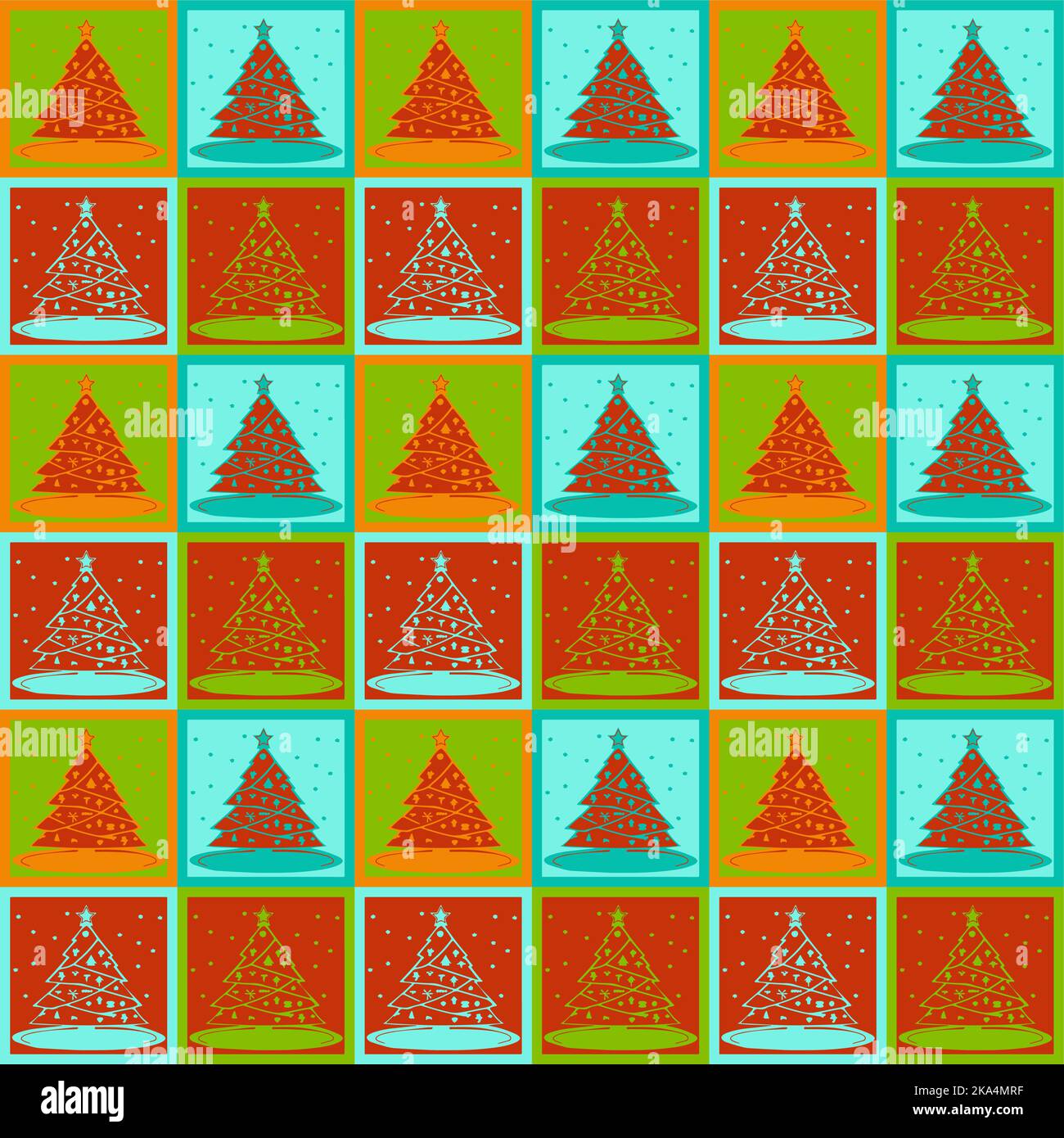 Seamless Christmas tree pattern, festive colors, vector Stock Vector ...