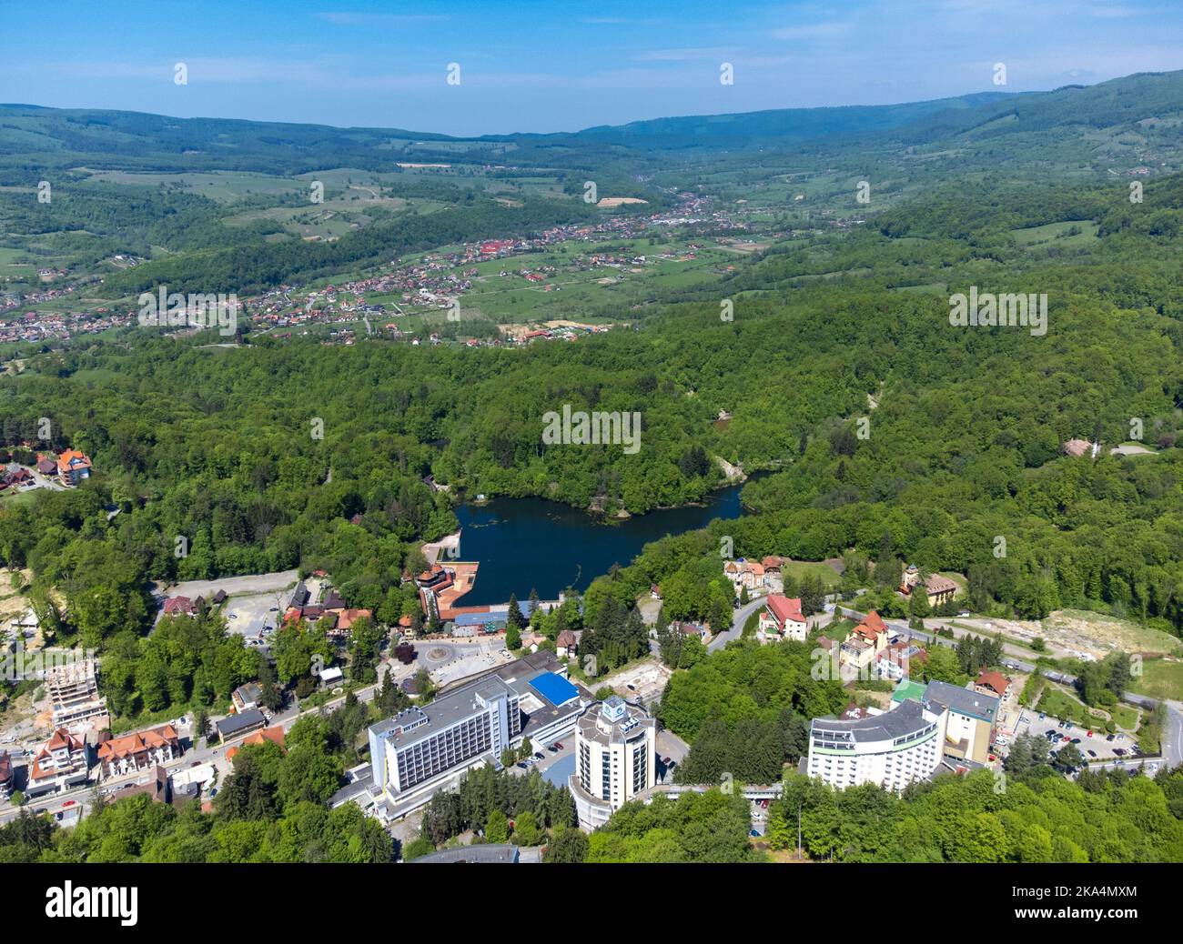 Aerial view of Sovata resort - Romania, above view, summer Stock Photo ...