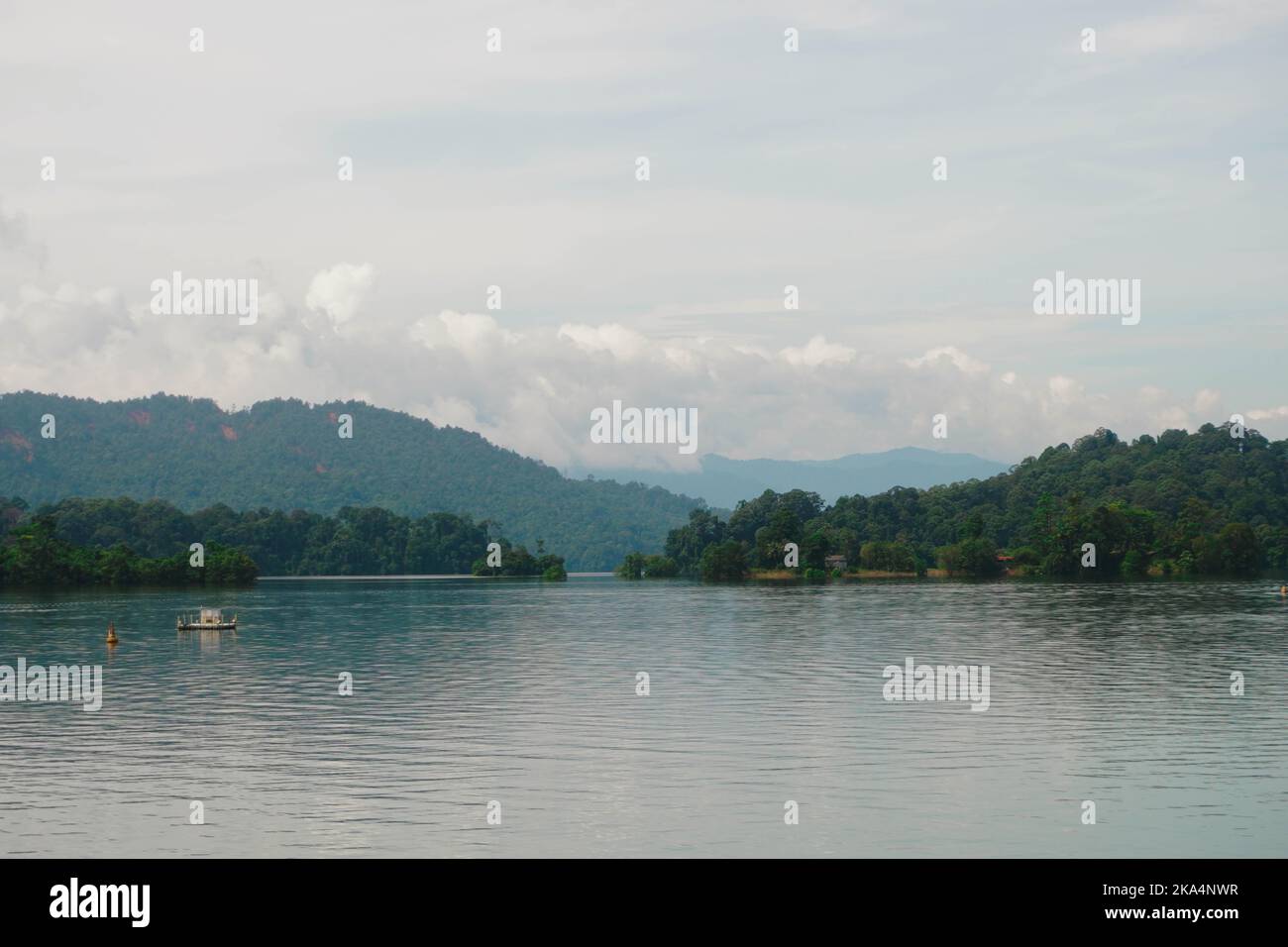 A photo in the vast Tasik Kenyir Lake in Terengganu, Malaysia which ...