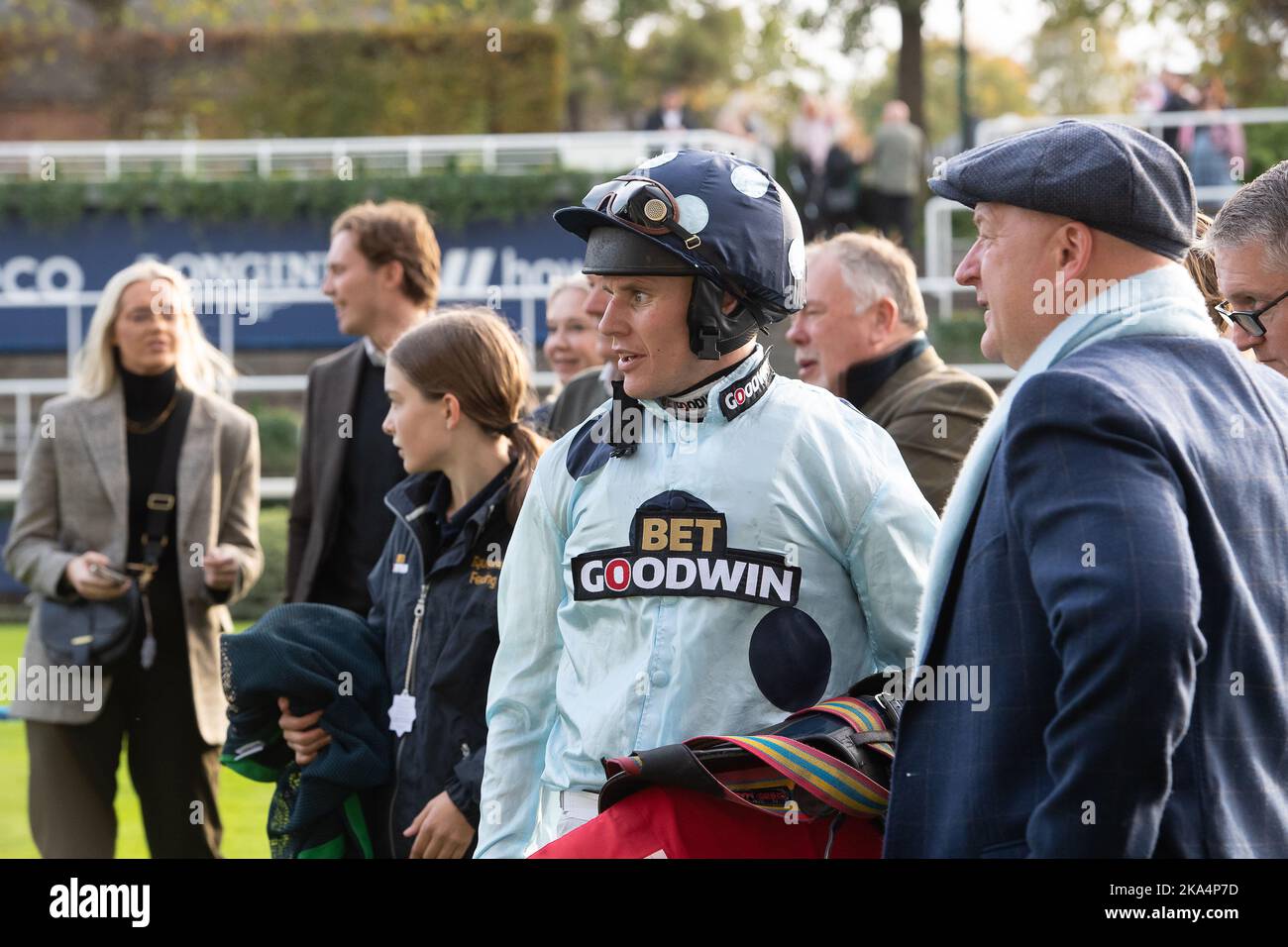 Ascot, Berkshire, UK. 29th October, 2022. Jockey Tom Cannon winner of ...