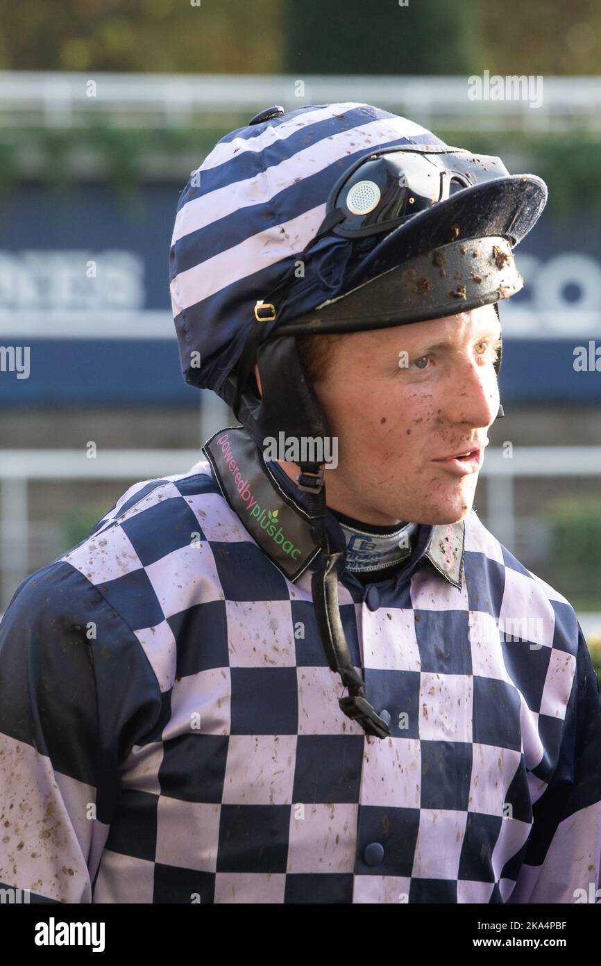 Ascot, Berkshire, UK. 29th October, 2022. Jockey Stan Sheppard came ...