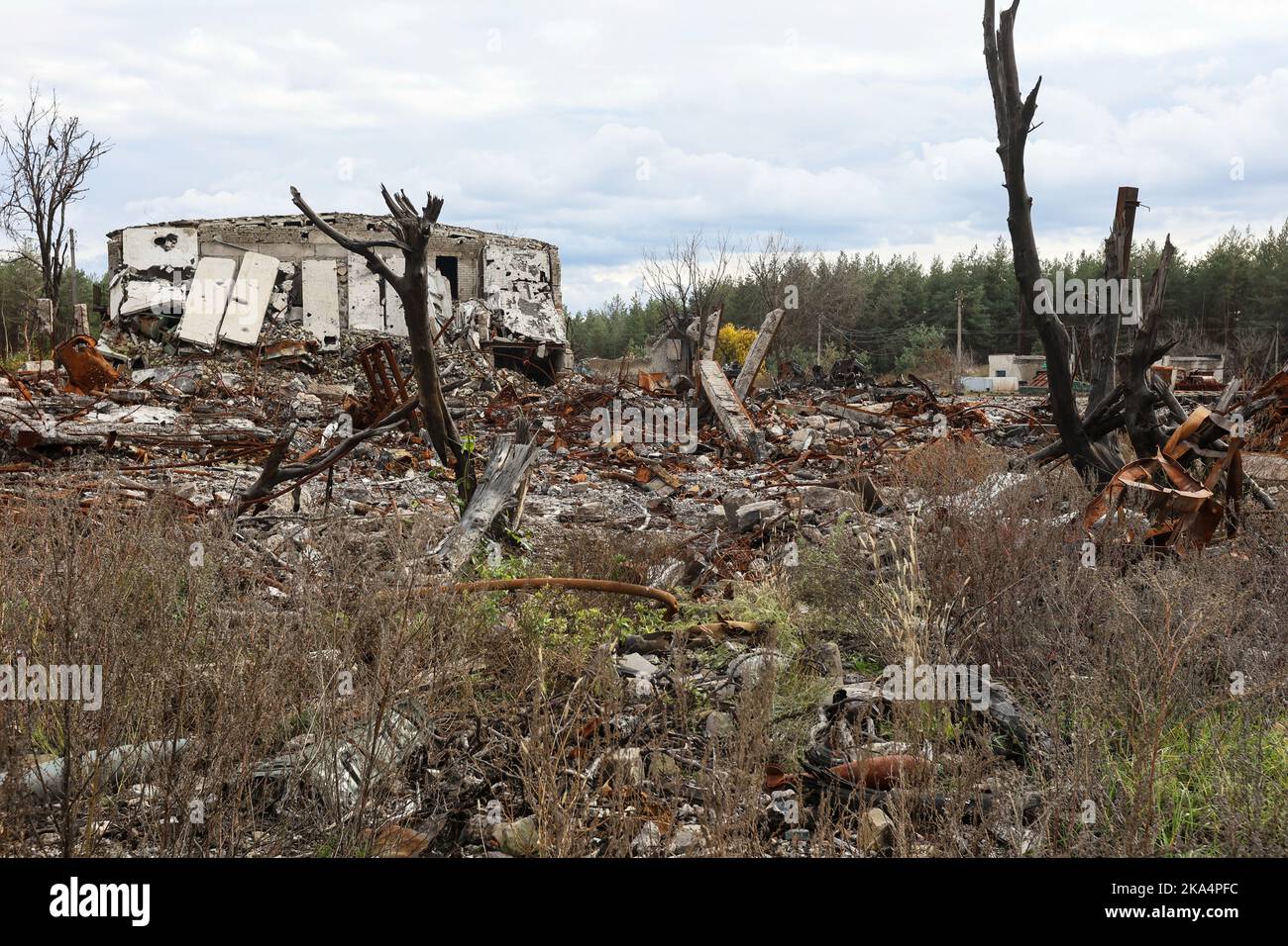 IZIUM, UKRAINE - OCTOBER 31, 2022 - A base with destroyed Russian ...