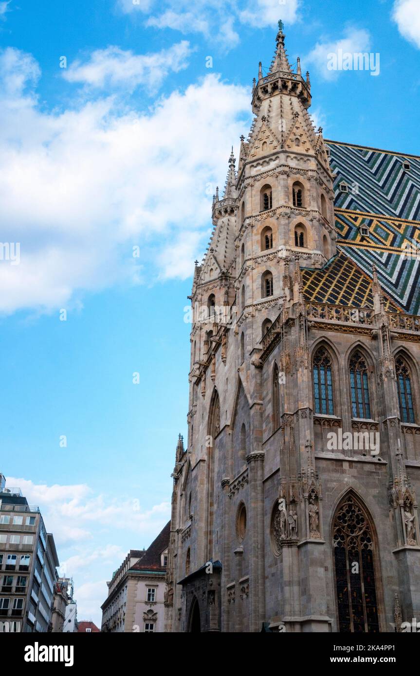 Gothic and Romanesque St. Stephen's Cathedral in Vienna, Austria Stock ...
