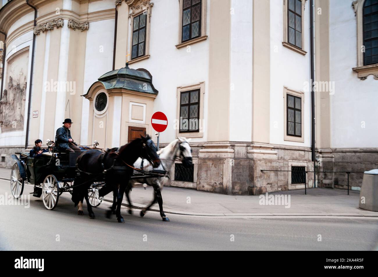 Viennese Fiakers two-horse drawn carriages part of the landscape of the ...