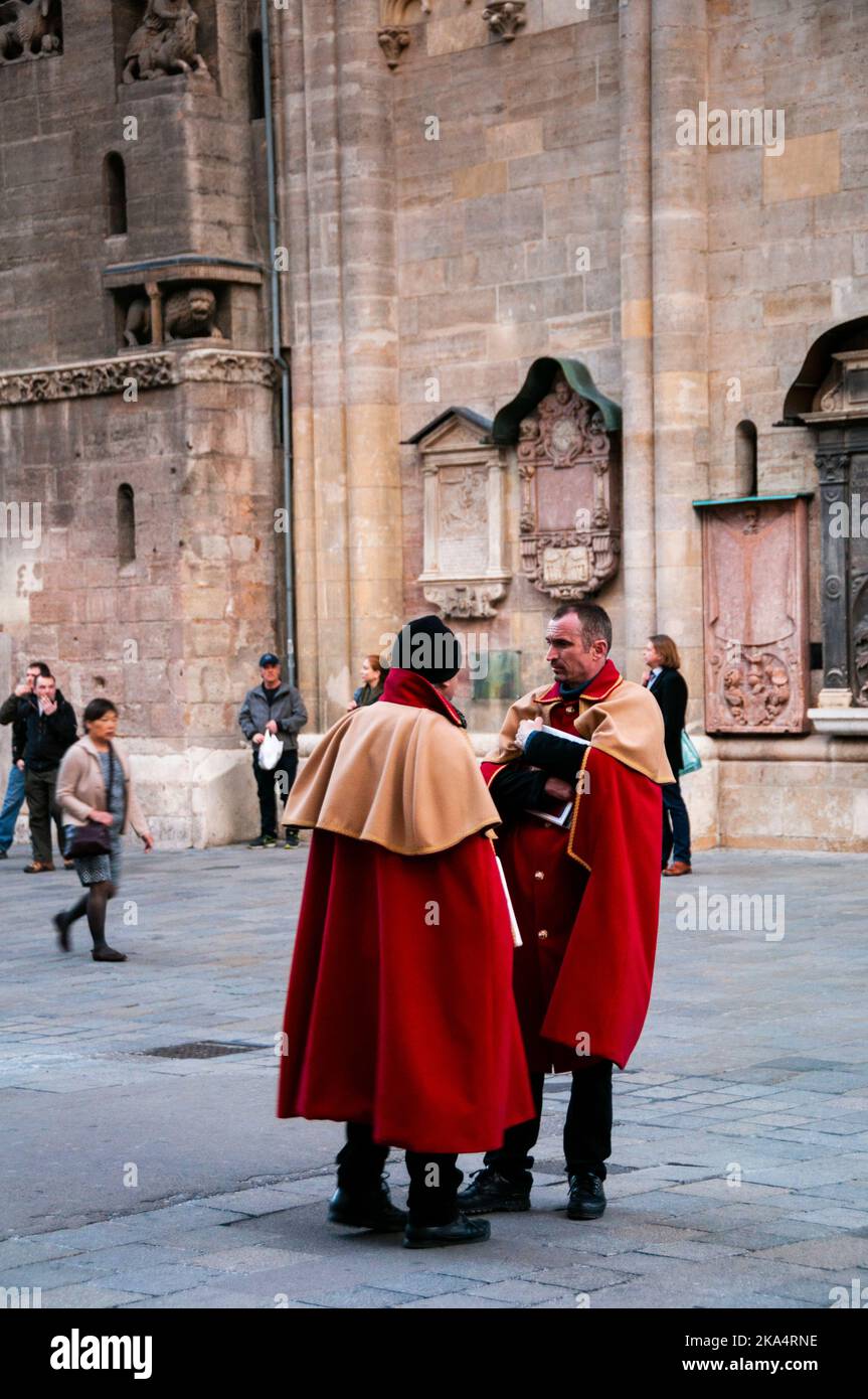Romanesque plaques on the face of St. Stephen's Cathedral with a ...