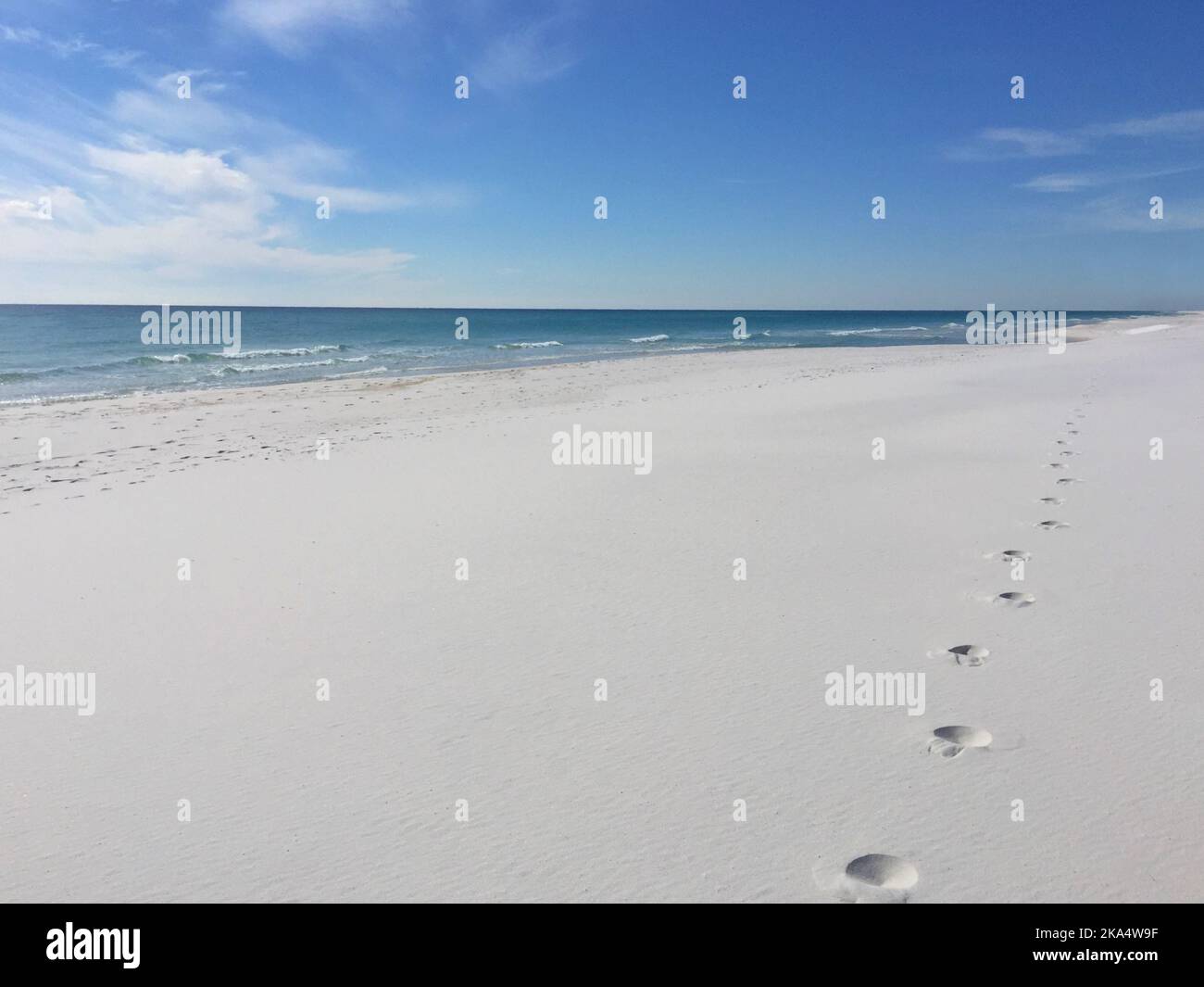 Footprints on the beach, Pensacola, Santa Rosa, Florida, USA Stock ...