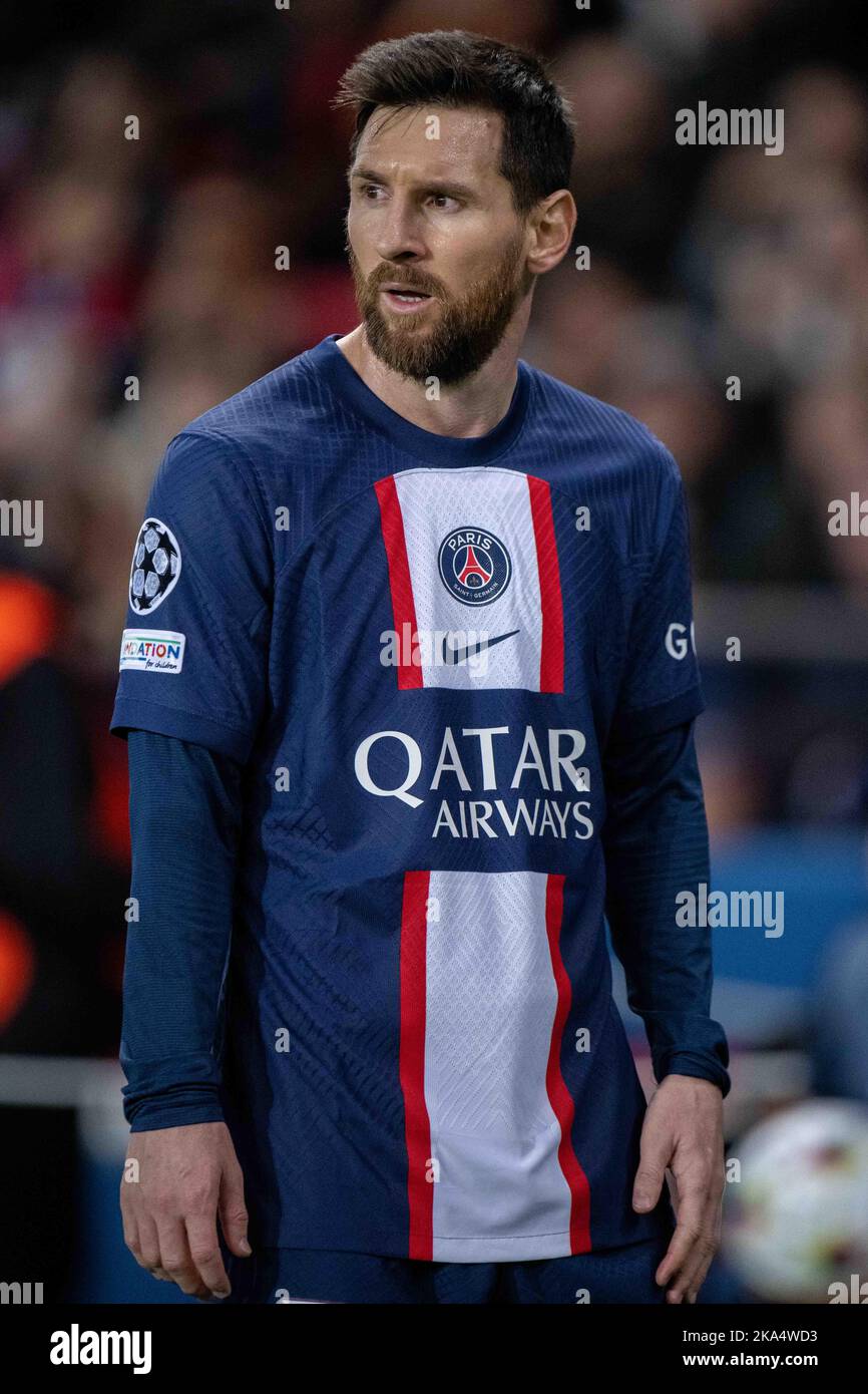 PARIS, FRANCE - OCTOBER 25: Lionel Messi of Paris Saint-Germain looks ...