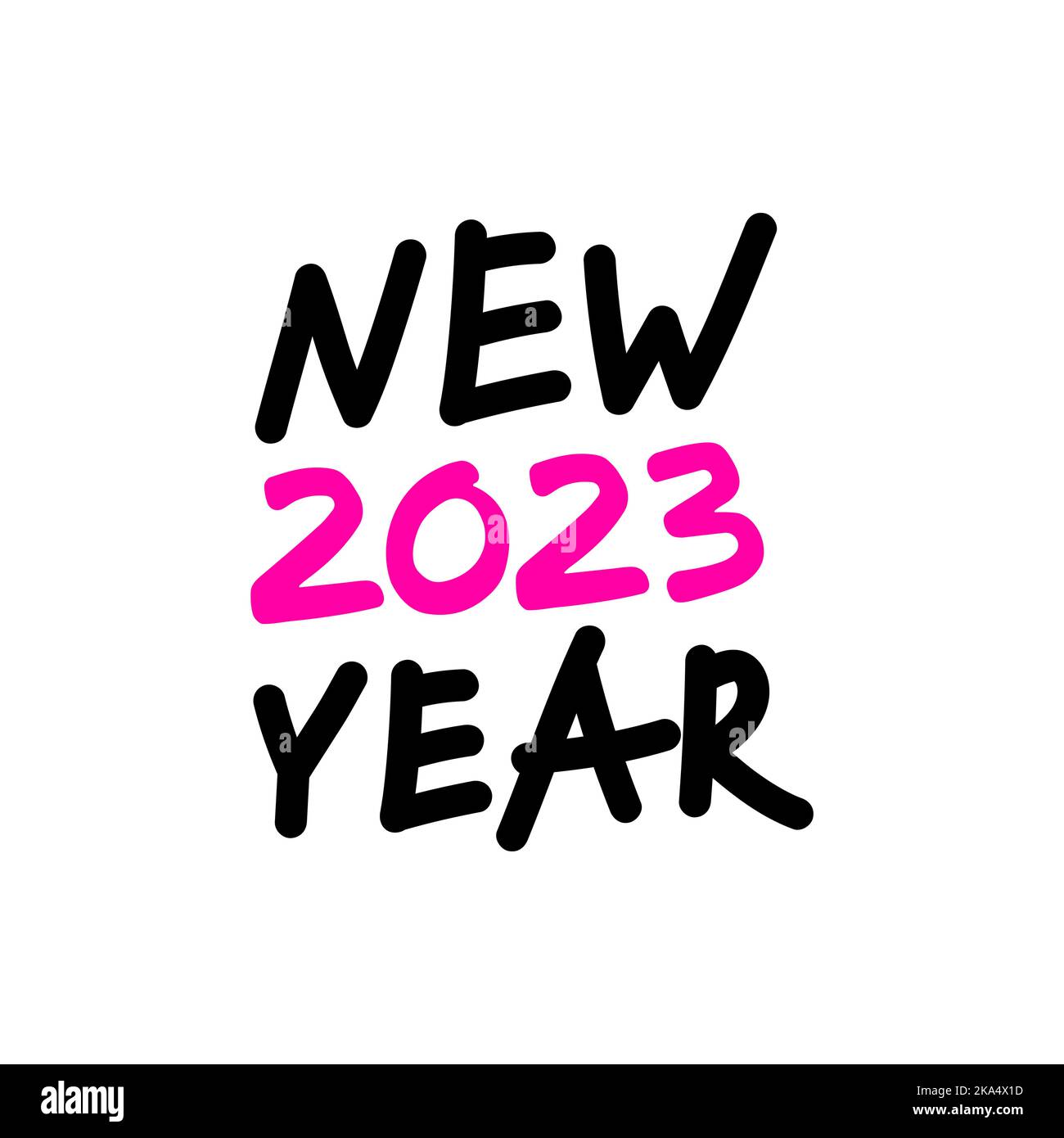 2023 new year graffiti poster. Black text with a pink neon symbol on a ...