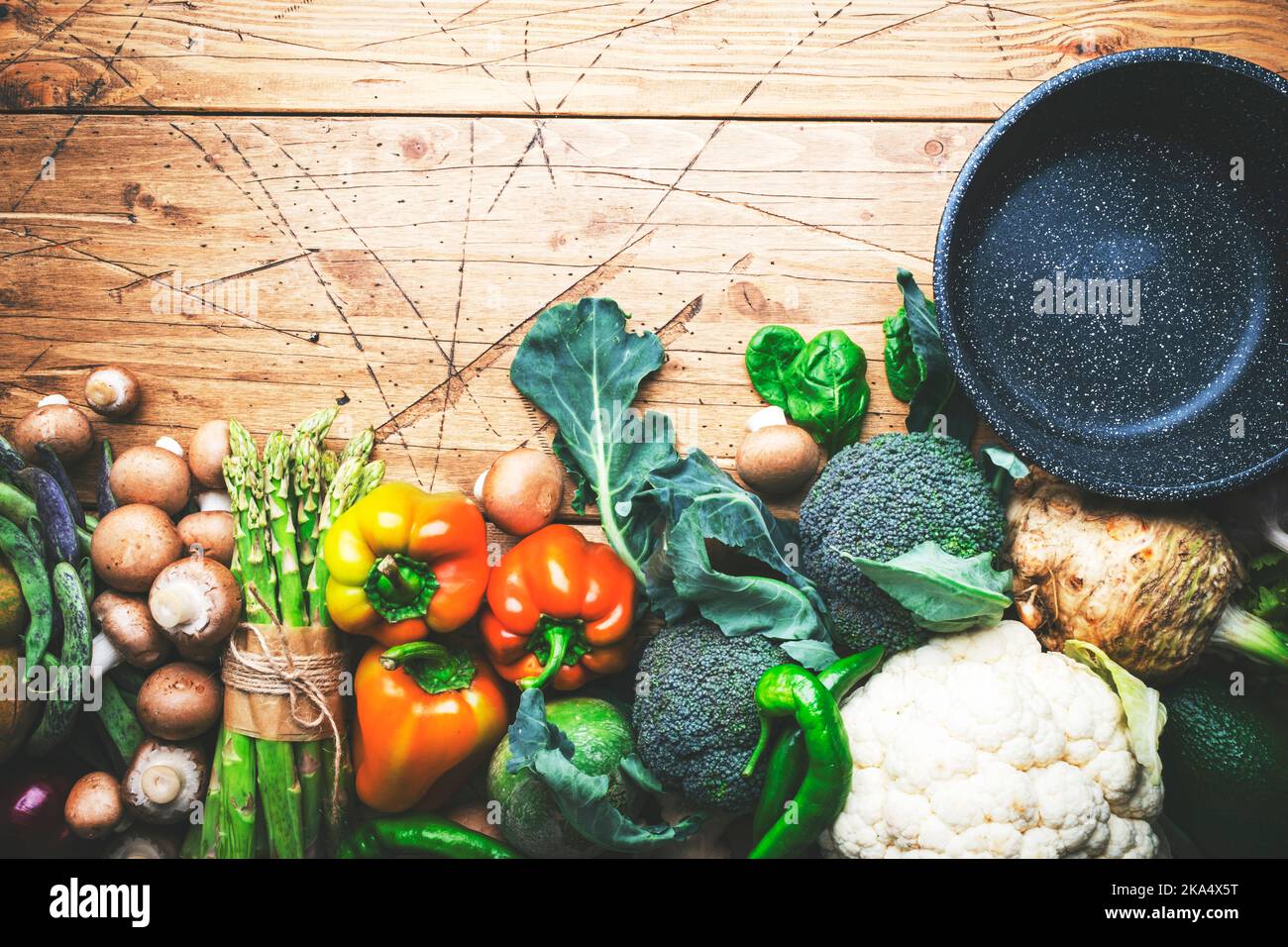 Autumn seasonal food, vegetarian cooking ingredients. Organic ...