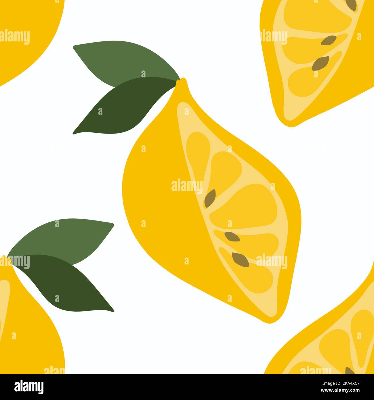 Summer fruit seamless doodle cartoon polka dots lemon pattern for ...