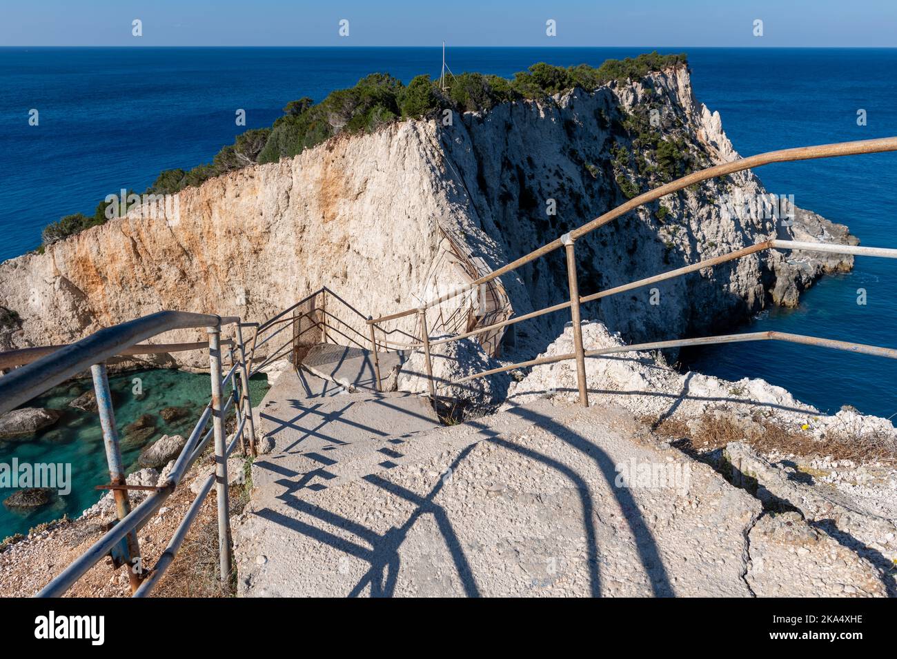 A stairway destroyed by erosion of the headland by the sea Stock Photo ...