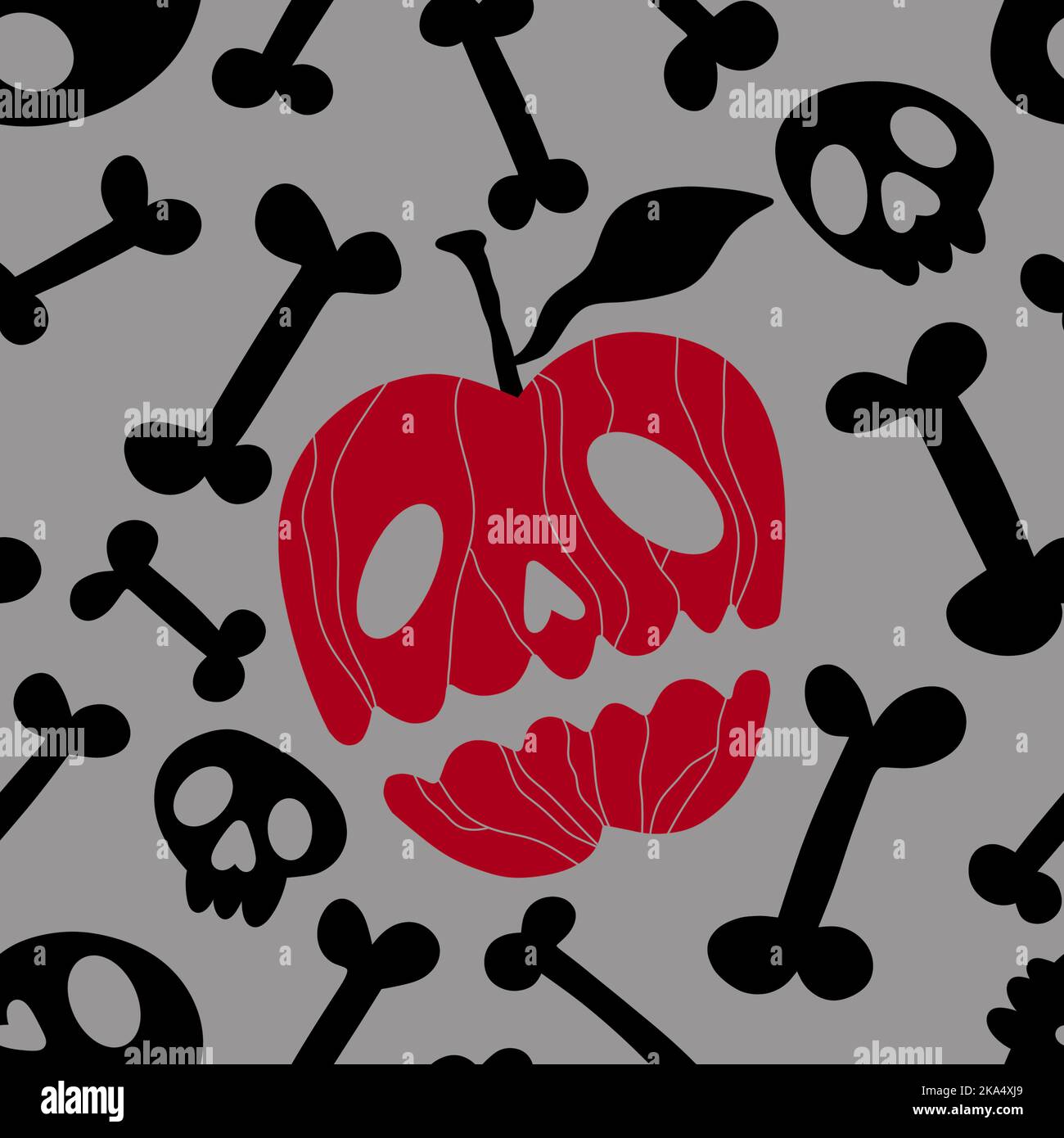 Halloween cartoon seamless apples skulls pattern for wrapping paper and ...