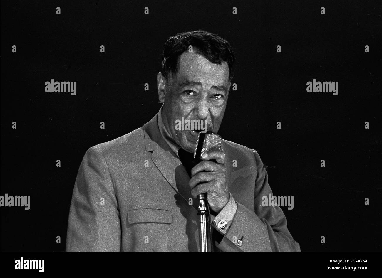 Duke Ellington, American pianist and jazz band leader, during a ...