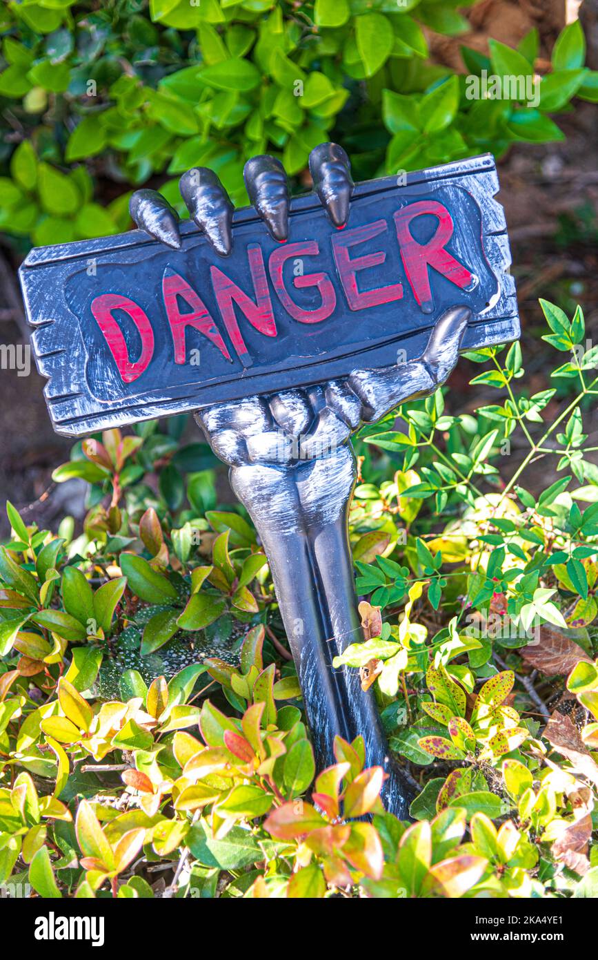 Danger sign painted red candy apple red blood red scary hi-res stock ...