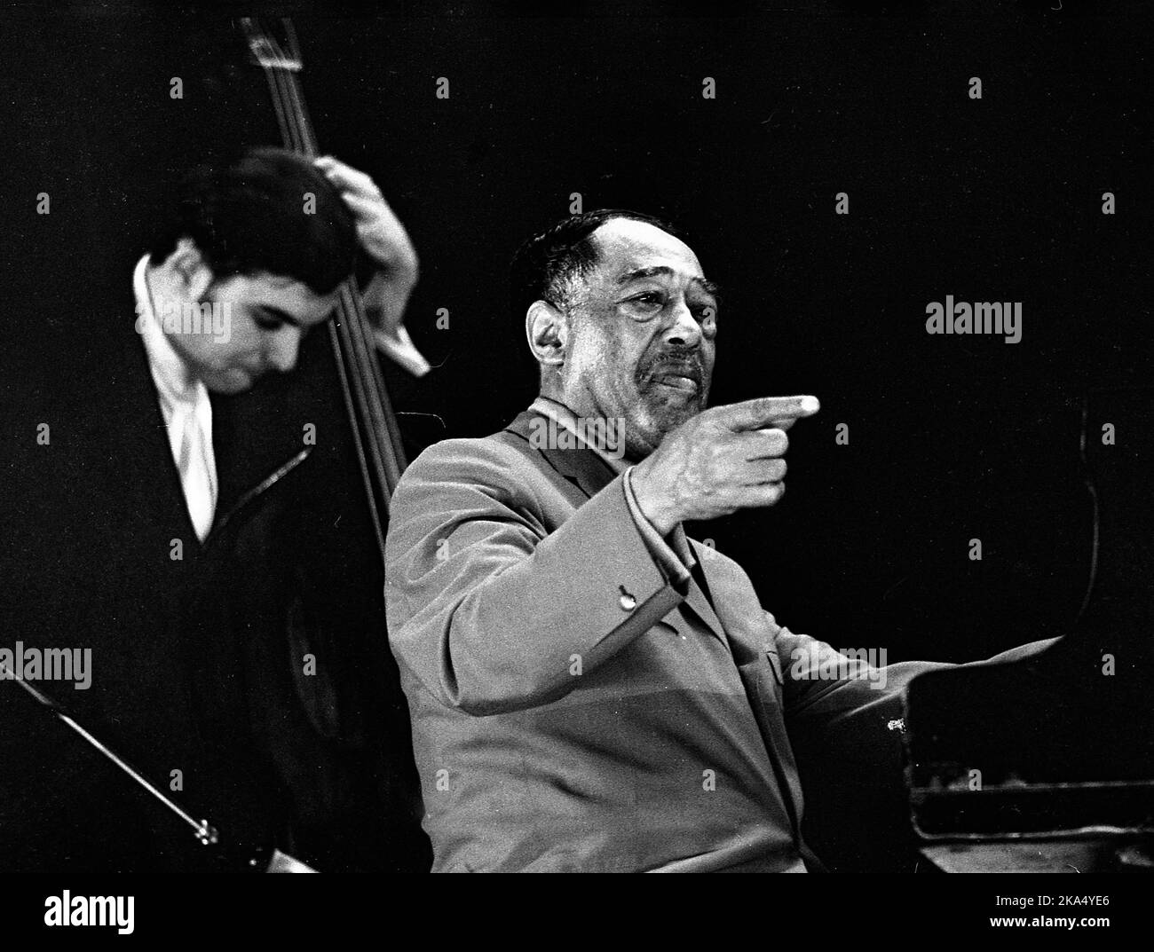 Duke Ellington, American pianist and jazz band leader, during a ...