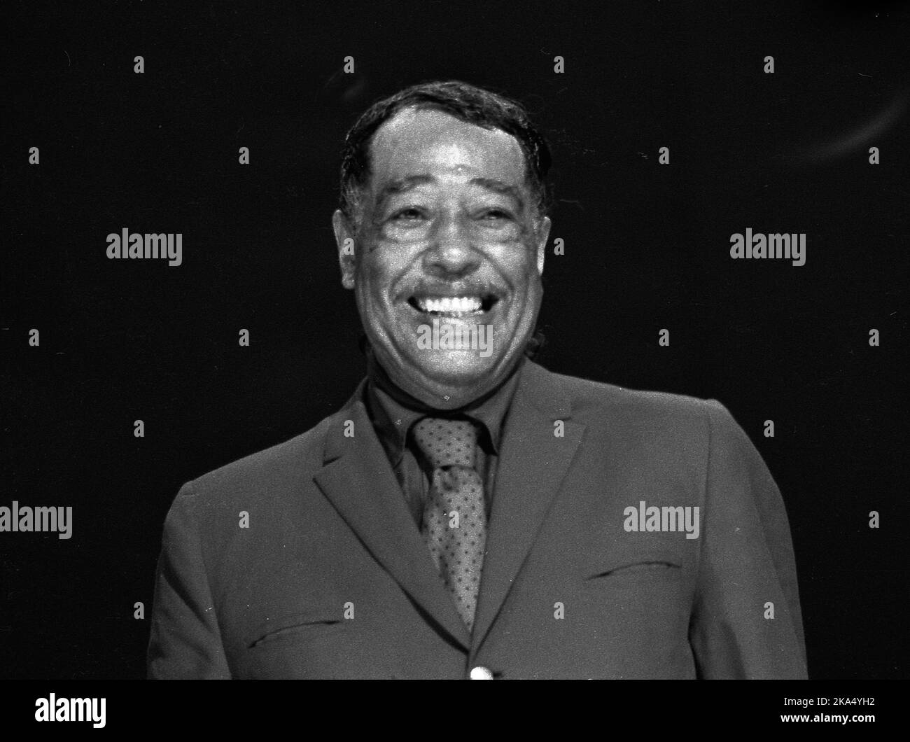 Duke Ellington, American pianist and jazz band leader, during a ...