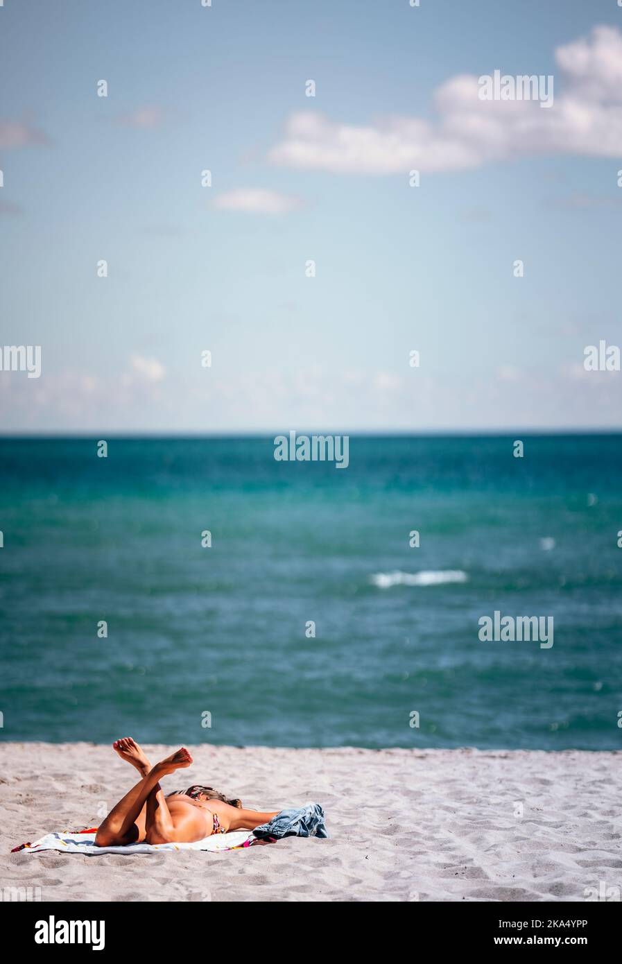 woman on a beach miami usa florida beautiful day love relax Stock Photo ...