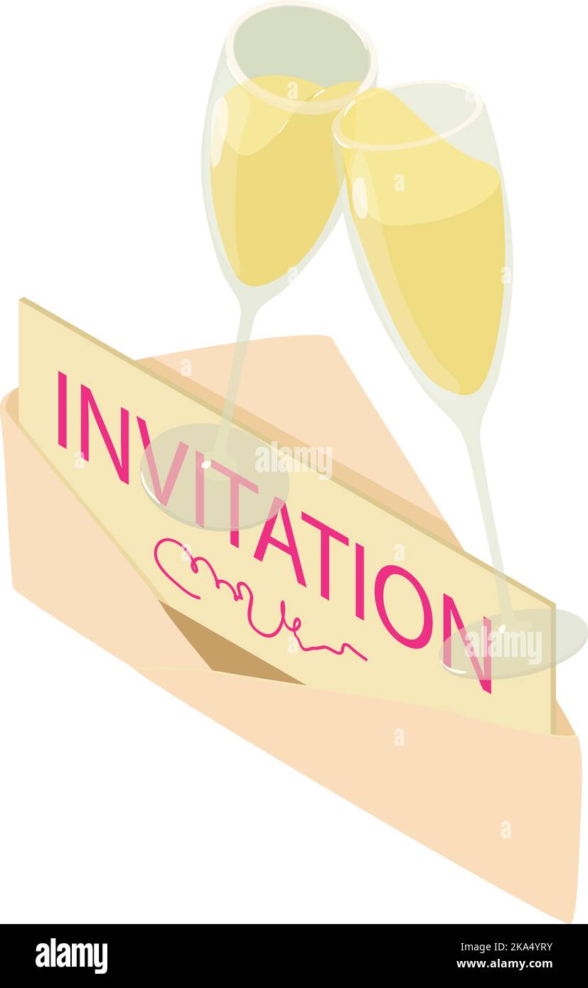 Celebration invitation icon isometric vector. Invitation and two ...