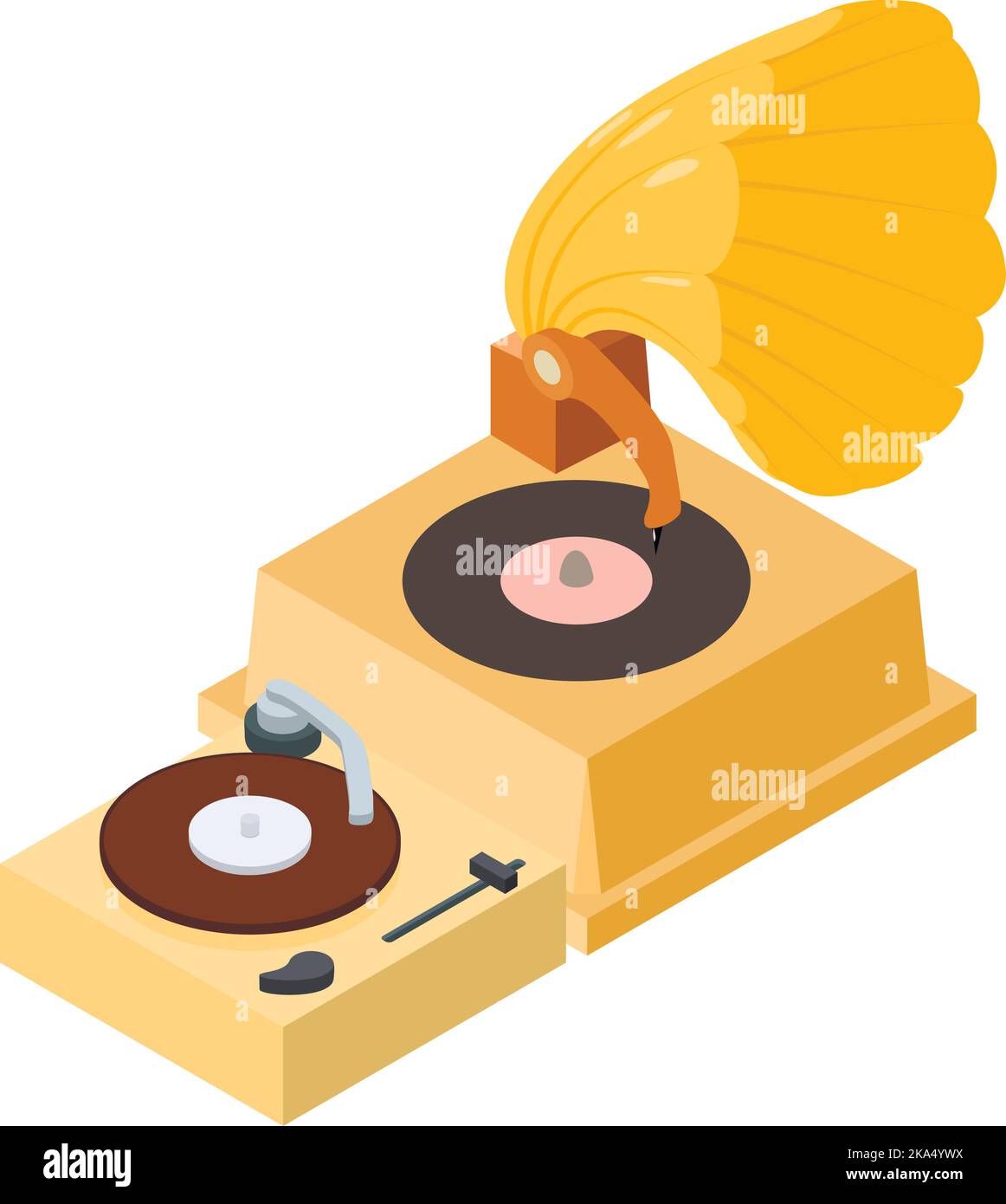 Retro turntable icon isometric vector. Vintage music gramophone for ...