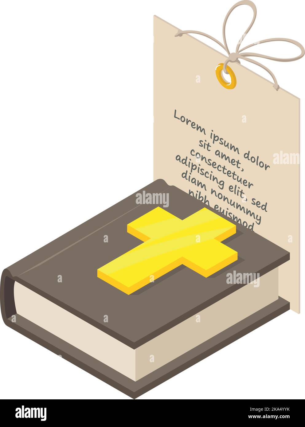 Wedding ceremony icon isometric vector. Bible with picture of cross on ...