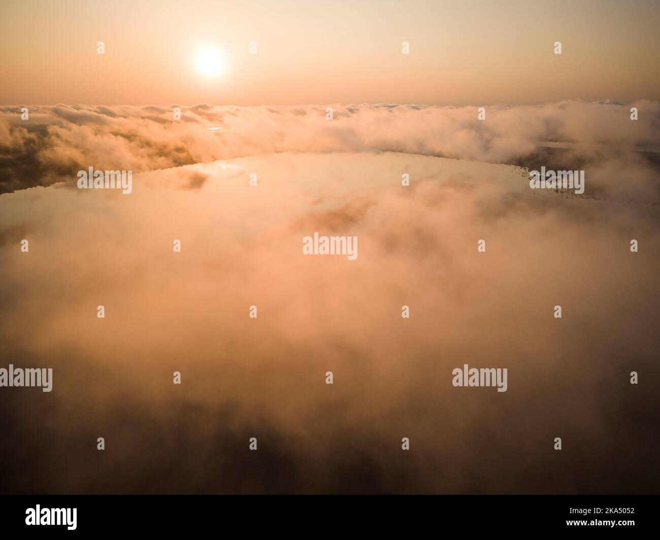Beautiful aerial view to green amazon rainforest, clouds and islands ...