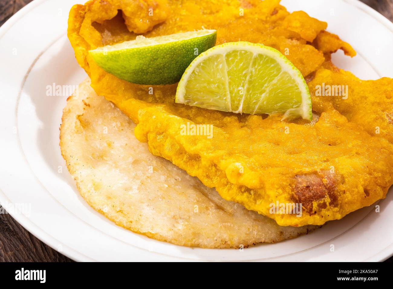 fried fish torta - Colombian street food Stock Photo - Alamy