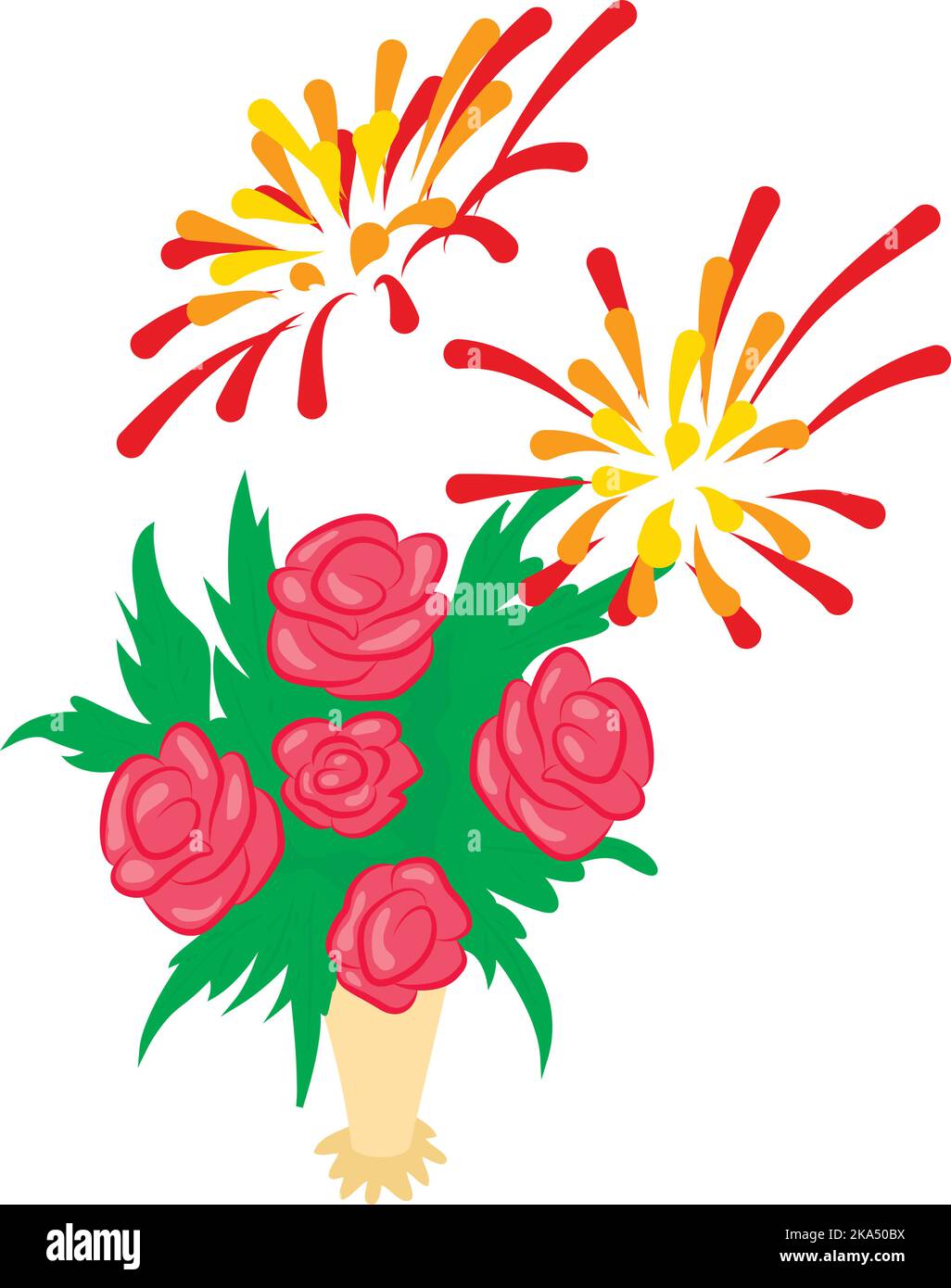 Celebration concept icon isometric vector. Bouquet of rose and holiday ...