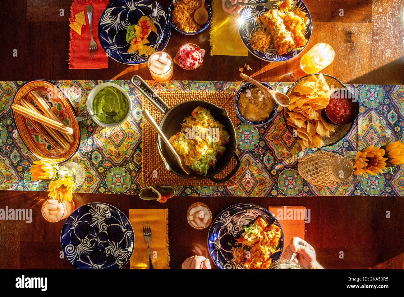 Mexican meal at home with family 01 Stock Photo - Alamy