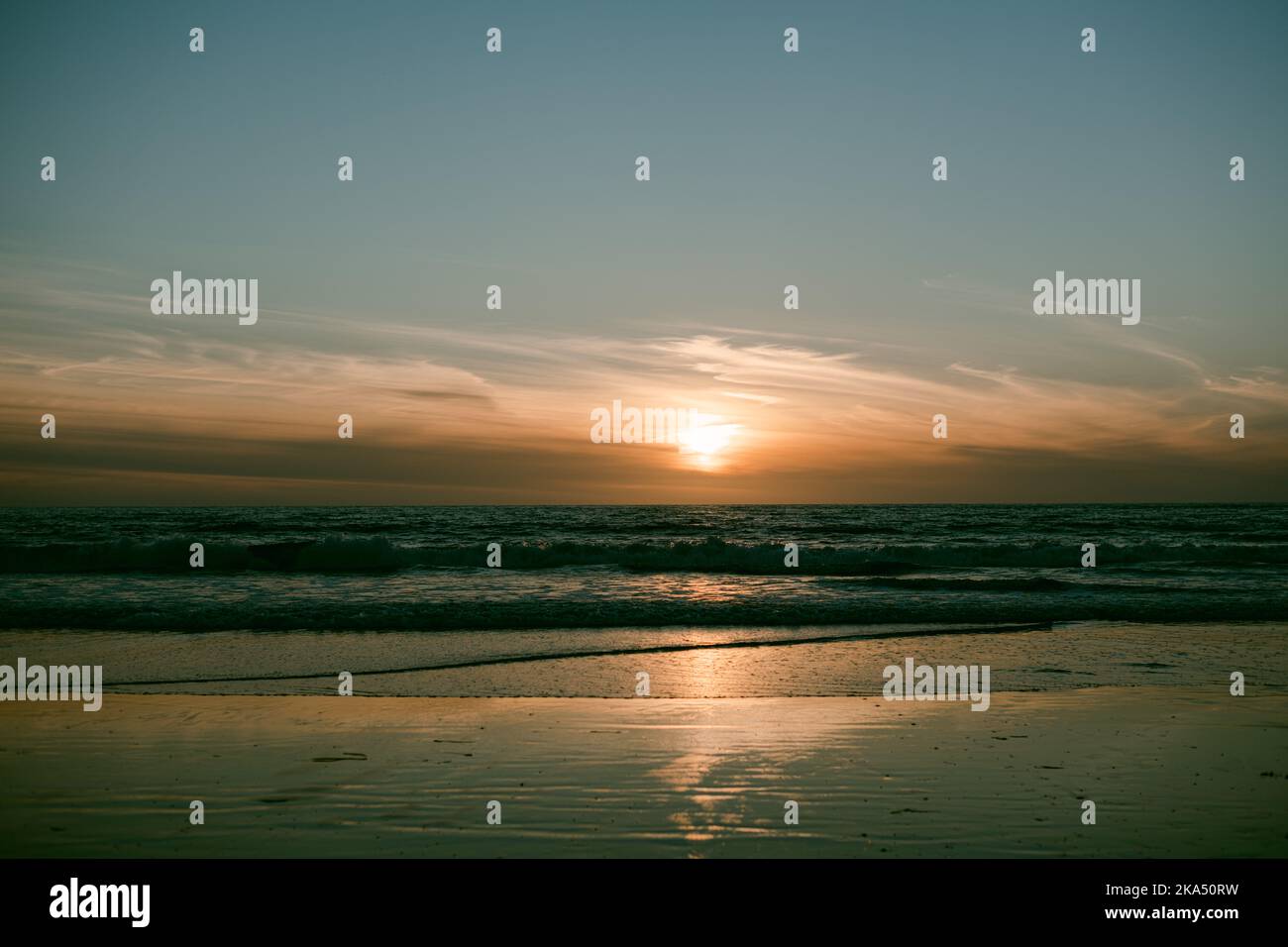 Fall sunset at California beach Stock Photo - Alamy