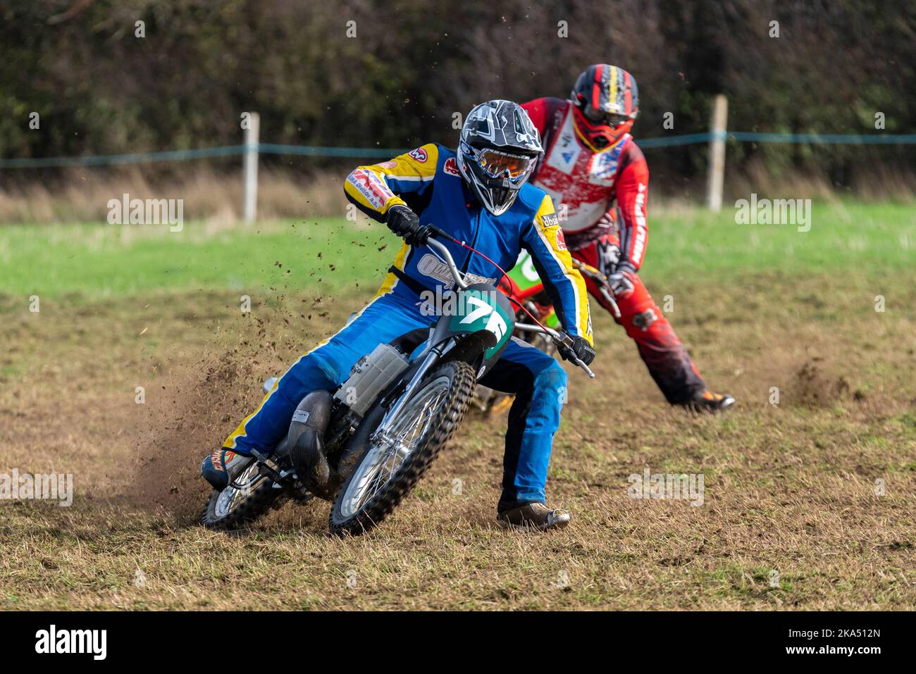 Christopher Still racing in a grasstrack motorcycle race. Donut Meeting ...