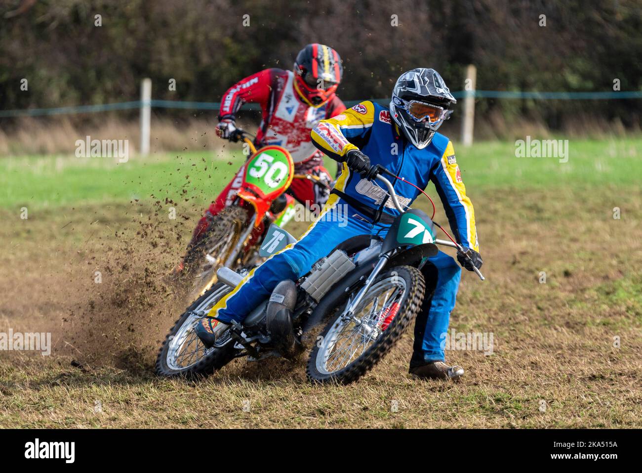 Christopher Still racing in a grasstrack motorcycle race. Donut Meeting ...