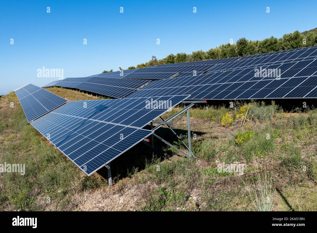 Farmland converted to harvesting solar energy. A solar farm Stock Photo ...