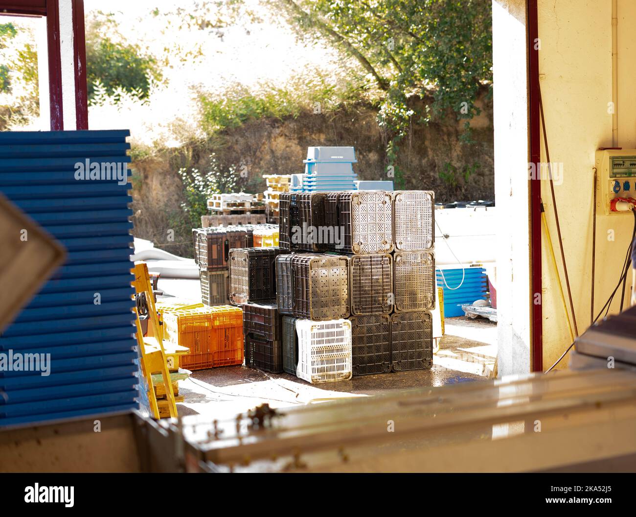 Stacks of fruit boxes hi-res stock photography and images - Alamy