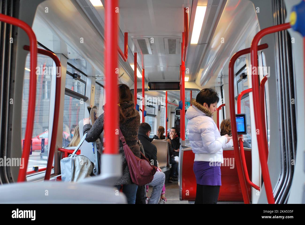 People in a tram Stock Photo - Alamy