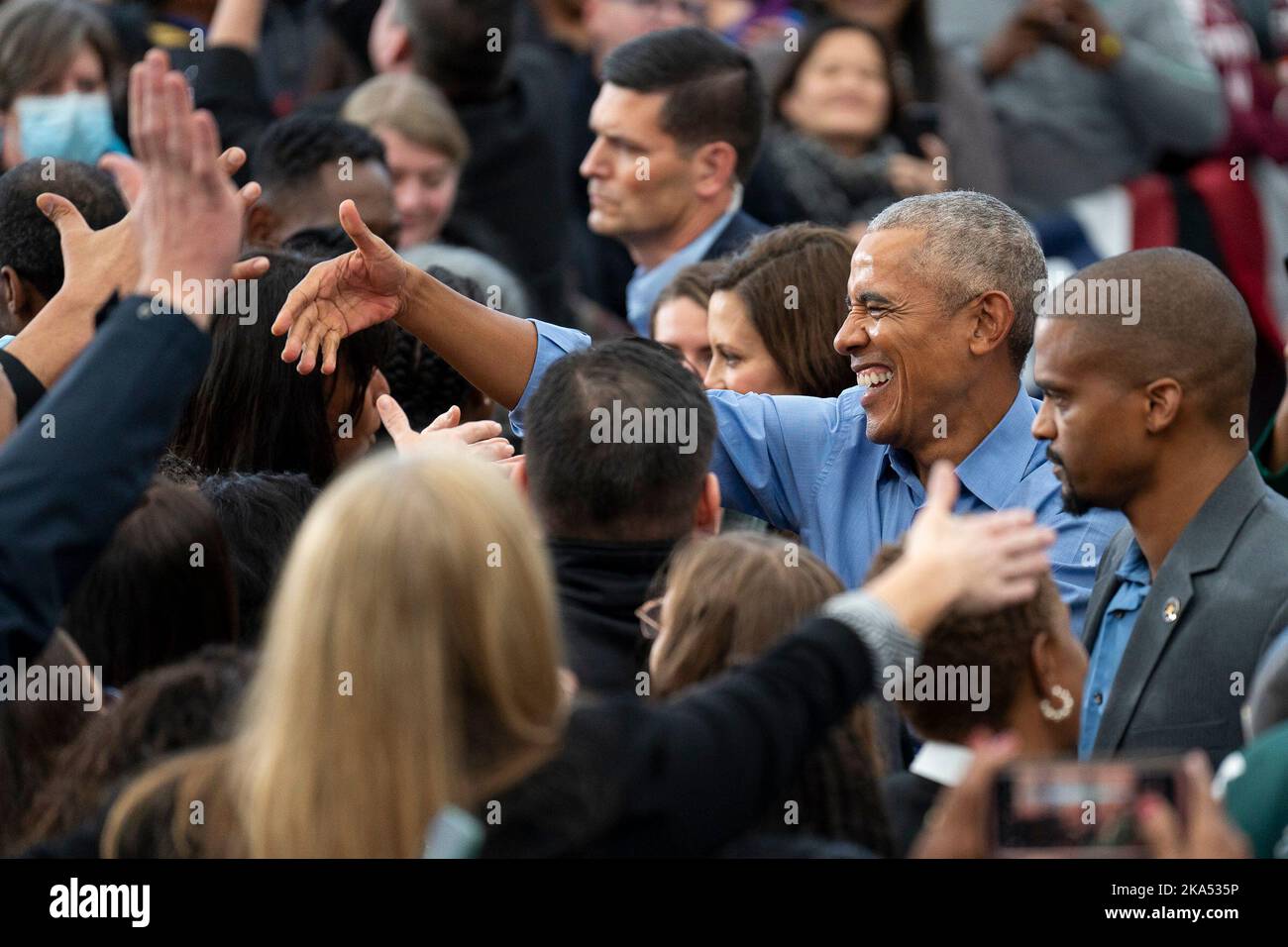 Detroit, Michigan, USA. 29th Oct, 2022. President BARACK OBAMA speaks ...