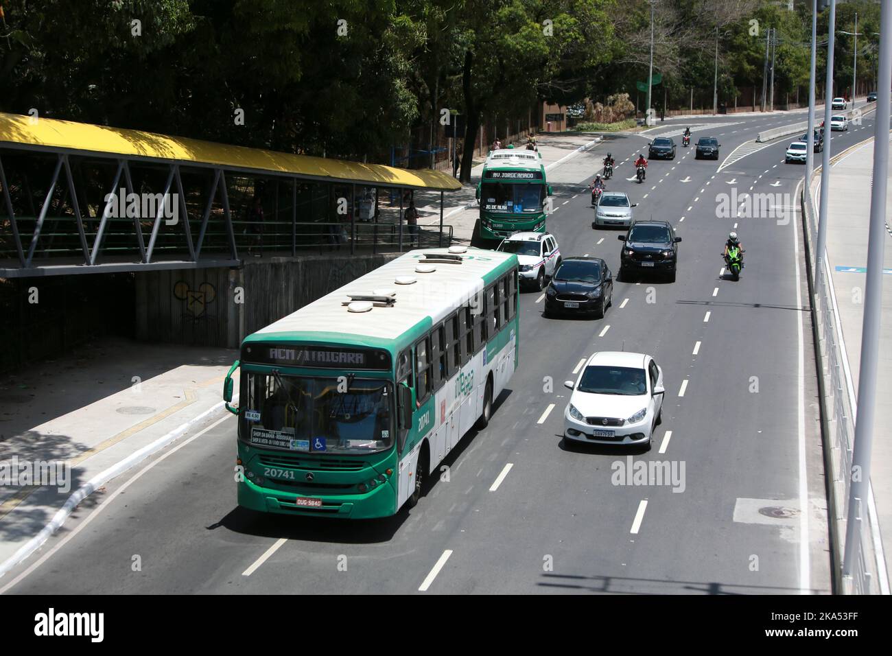 salvador, bahia, brazil - october 3, 2022: public transport bus next to ...