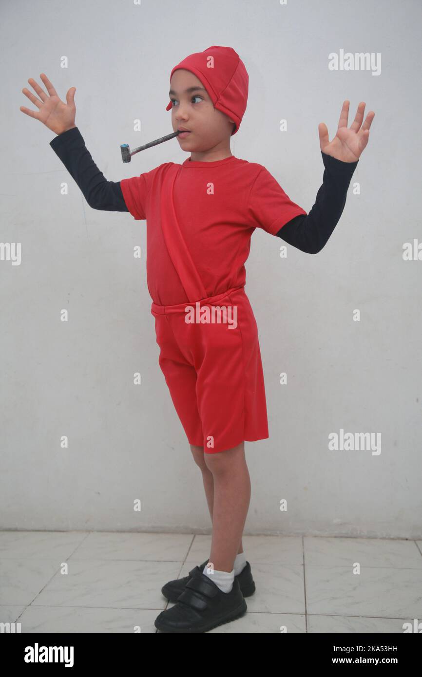 salvador, bahia, brazil - august 26, 2022: child wearing saci costume ...