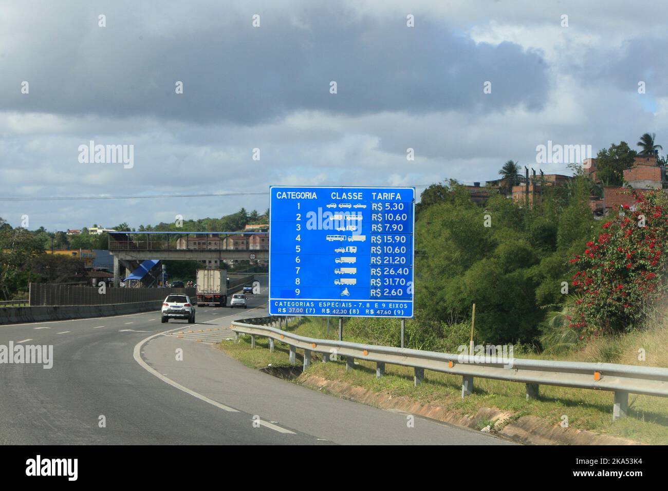salvador, bahia, brazil - october 13, 2022: information board with prices charged in the toll ...
