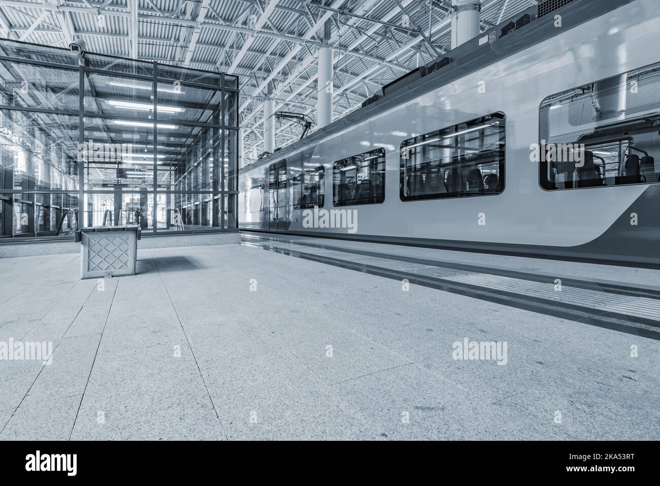 Passenger train stands by the platform before departure Stock Photo - Alamy