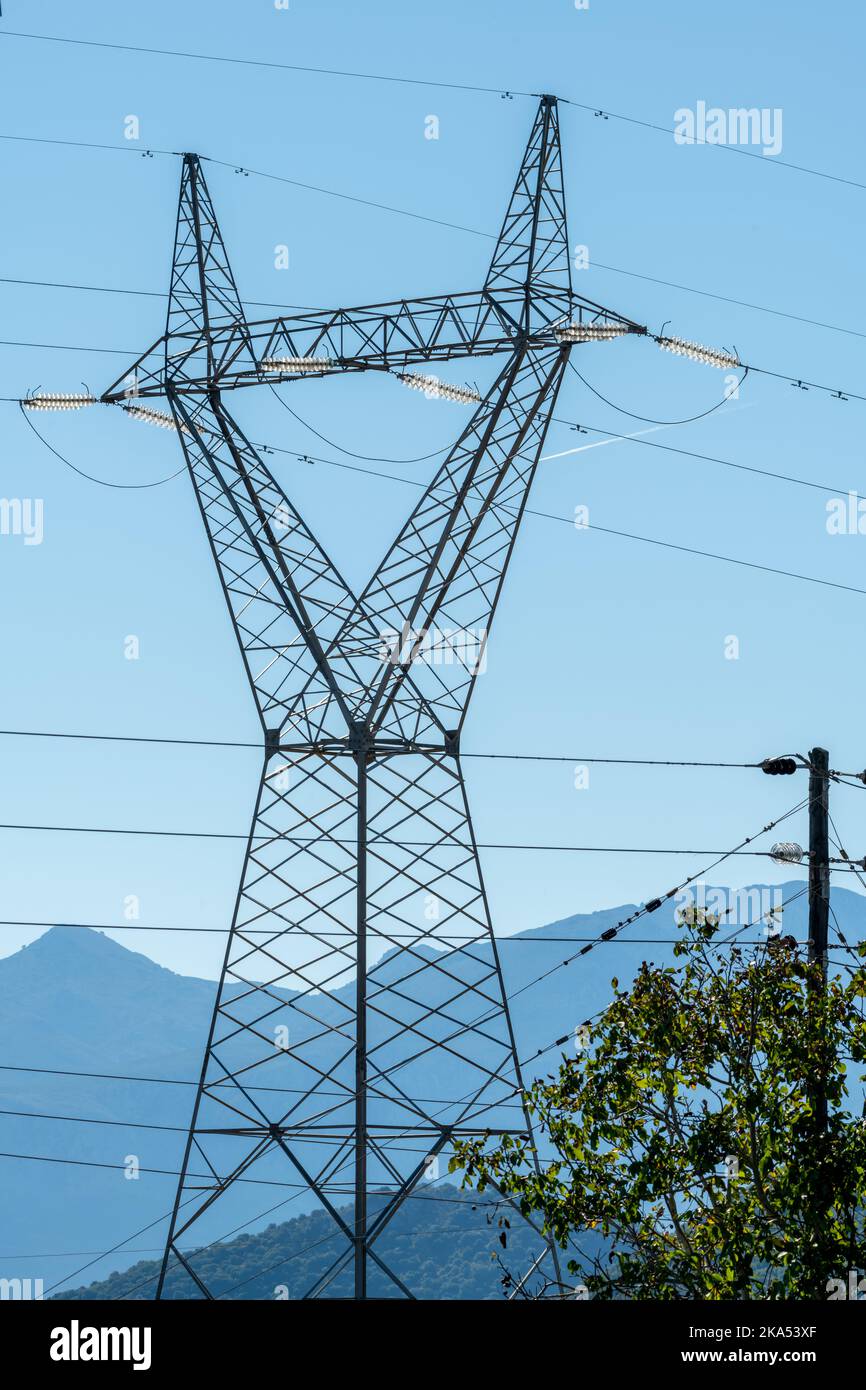 A electricity pylon or transmission tower Stock Photo - Alamy