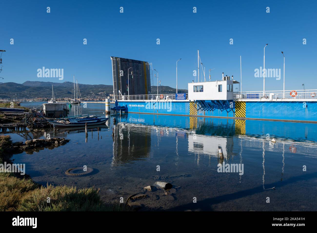 Lefkada island. Greece-10.13.2022. The floating bridge Santa Maura ...
