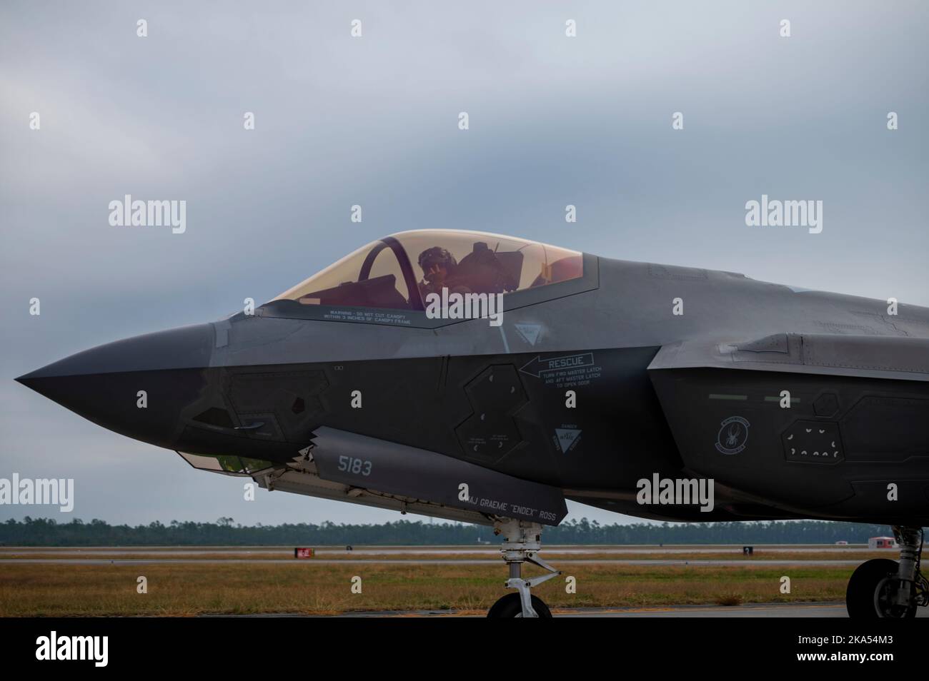 A U.S. Air Force F-35A Lightning II pilot assigned to the 421st Fighter Squadron, Hill Air Force ...