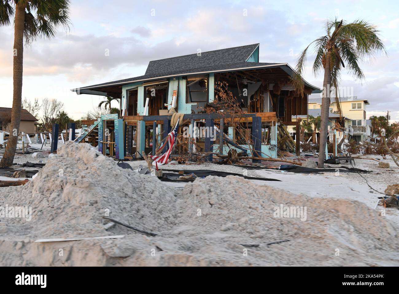 Fort Myers Beach, FL, USA--10/05/22--The destruction of Hurricane Ian ...